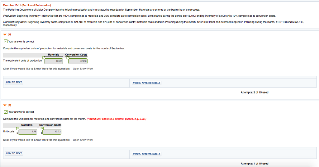 Solved Exercise 16-11 (Part Level Submission) The Polishing | Chegg.com