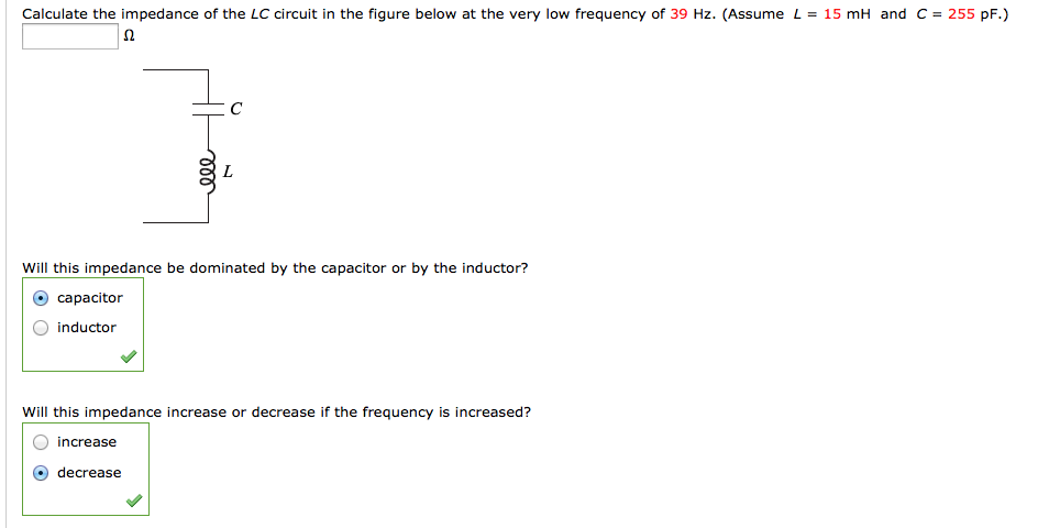Solved Calculate the impedance of the LC circuit in the | Chegg.com
