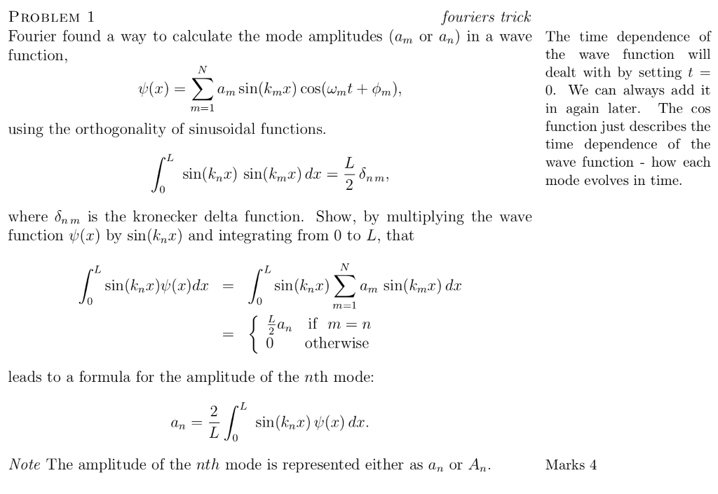 Solved Fouriers Trick Problem 1 Fourier Found A Way To