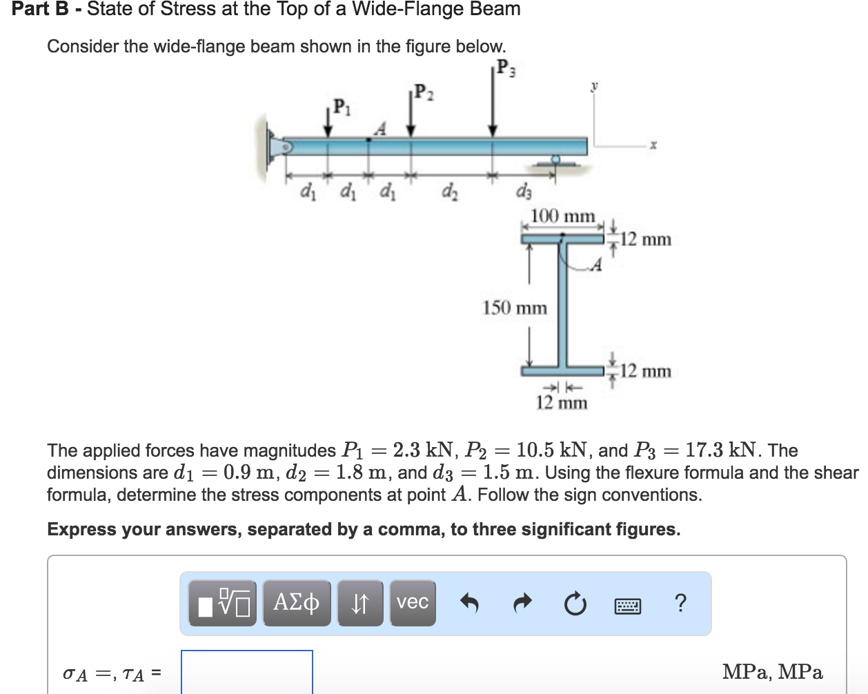 Solved Consider the wide-flange beam shown in the figure | Chegg.com