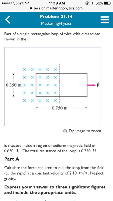Solved Part Of A Single Rectangular Loop Of Wire With 