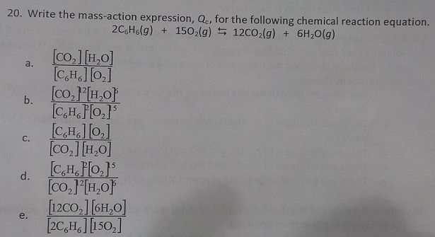 Solved Write the mass-action expression, Qc, for the | Chegg.com