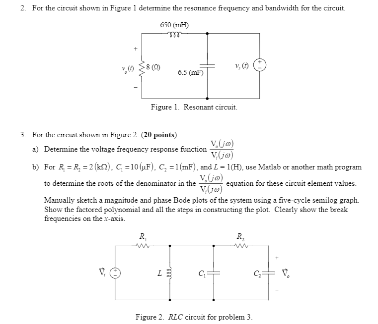 Solved For the circuit shown in Figure 1 determine the | Chegg.com