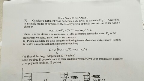 Consider a turbulent wake far behind a 2D airfoil 35 | Chegg.com