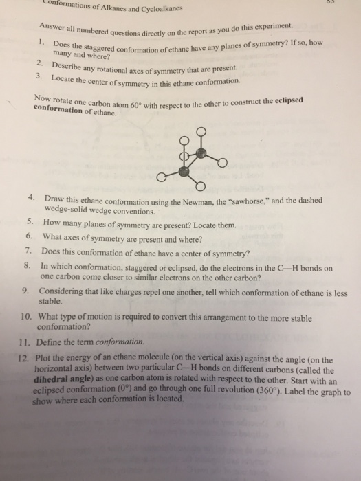 Conformations of Alkanes and Cycloalkanes Answer all | Chegg.com