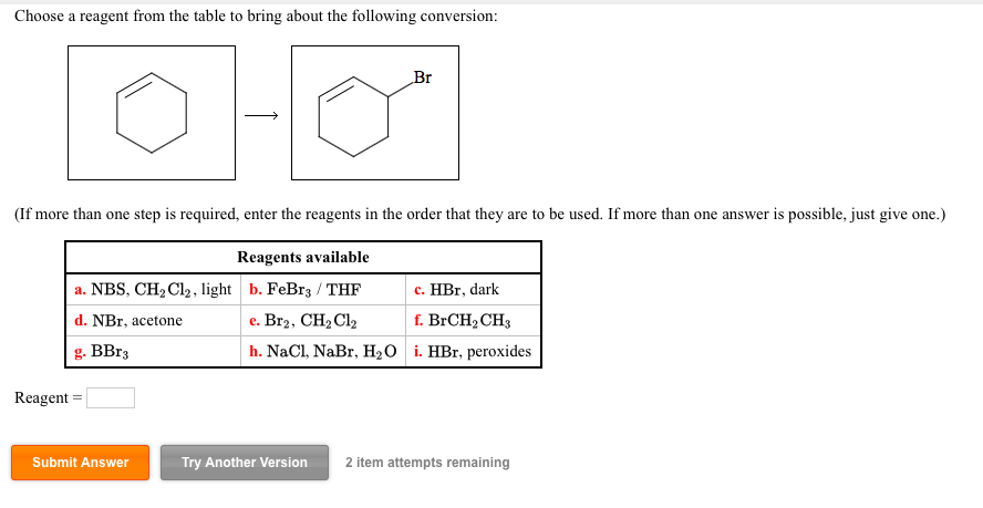 Solved Choose a reagent from the table to bring about the | Chegg.com