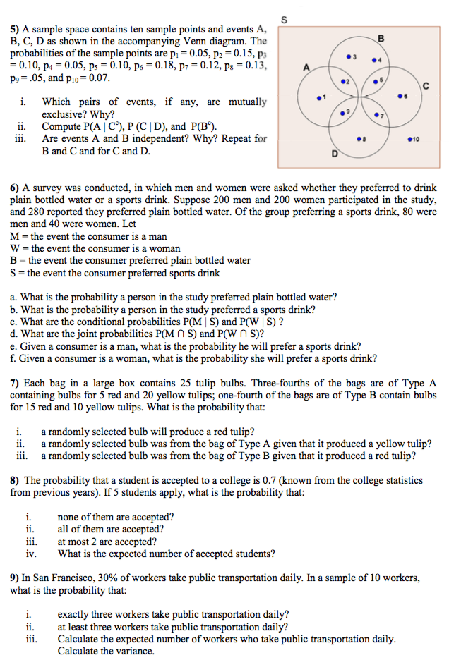 Solved 5) A sample space contains ten sample points and | Chegg.com