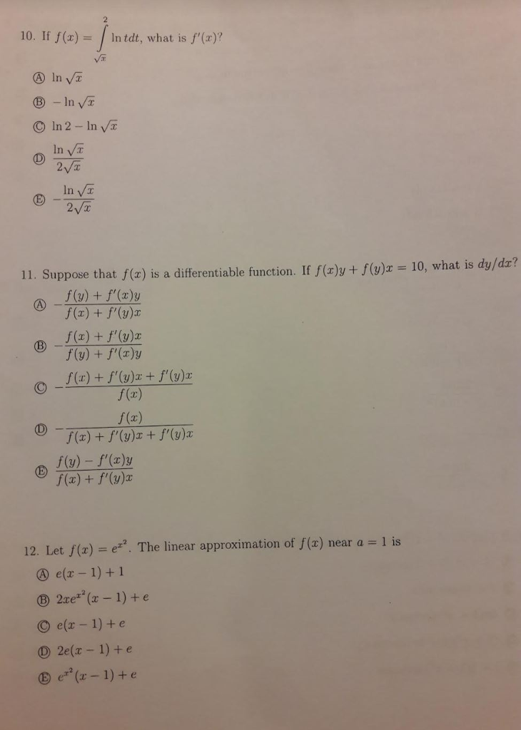 Solved If f(x) = integral^2_squareroot x In tdt, what is | Chegg.com