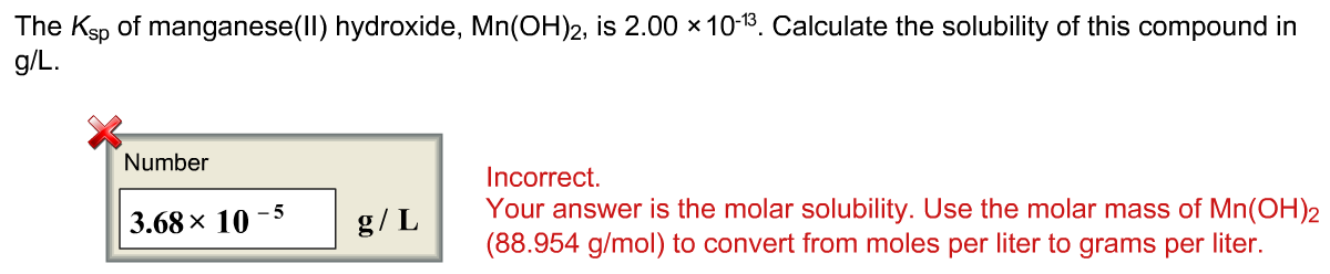 Solved The K_sp of manganese(ll) hydroxide, Mn(OH)_2, is | Chegg.com