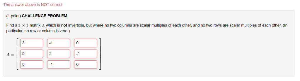 Solved The answer above is NOT correct (1 point) CHALLENGE | Chegg.com