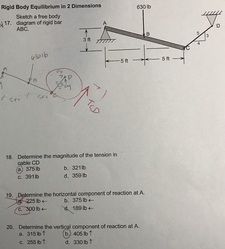 Solved Rigid Body Equilibrium in 2 Dimensions 630 lb Sketch | Chegg.com