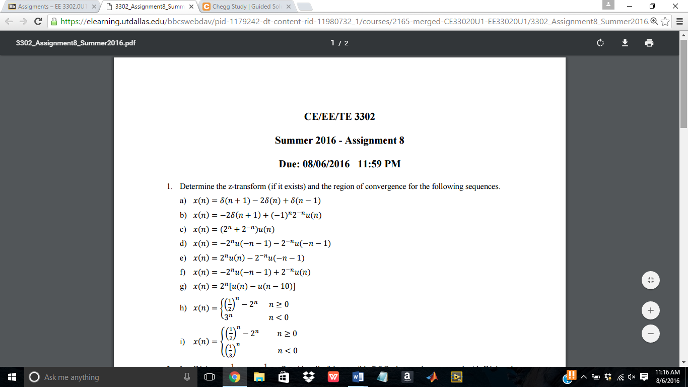 Solved Bb EE 3302, OU x D 3302 Assignment8 S x C Chegg Study | Chegg.com