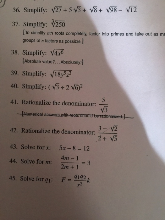 Solved Simplify: Squareroot 27 + 5 Squareroot 3 + Squareroot | Chegg.com