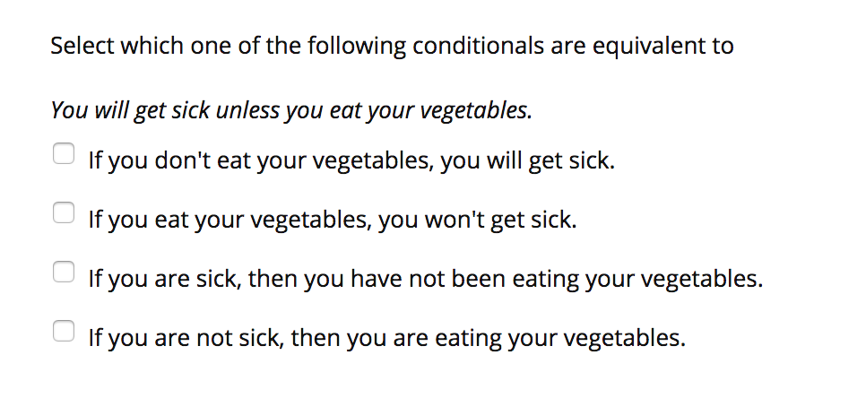 Solved Select Which One S Of The Following Conditionals Are