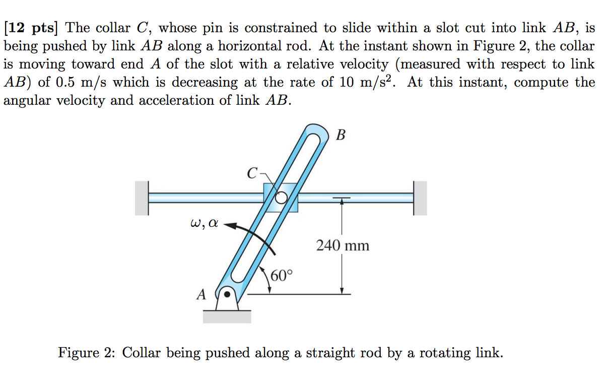Solved The collar C, whose pin is constrained to slide | Chegg.com