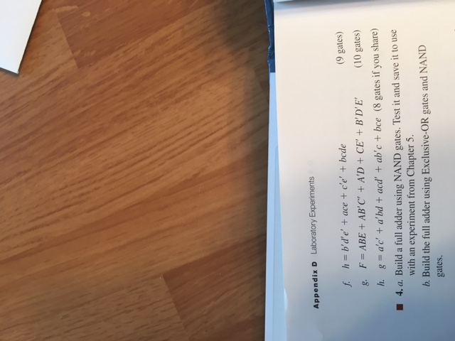 Solved D.4 A SET OF LOGIC DESIGN EXPERIMENTS Each of the | Chegg.com