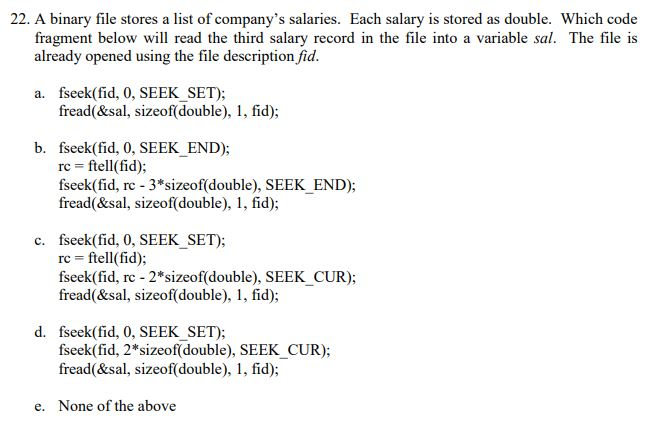 Solved 22 A Binary File Stores A List Of Companys 7944