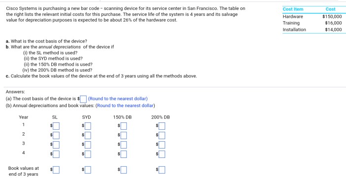 Solved Cisco Systems is purchasing a new bar code-scanning | Chegg.com