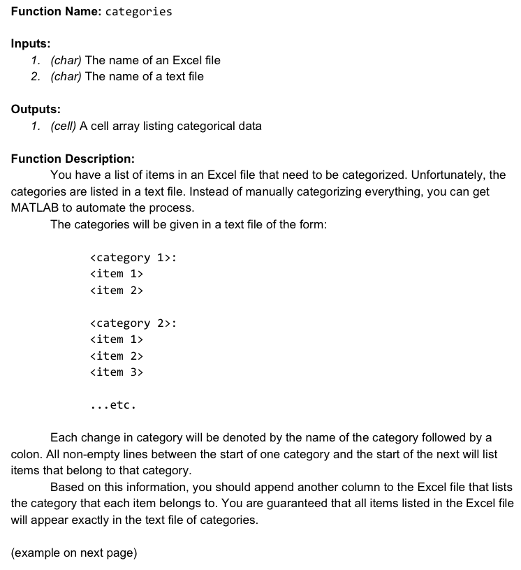 Solved Output A Cell Array Listing Categorical 