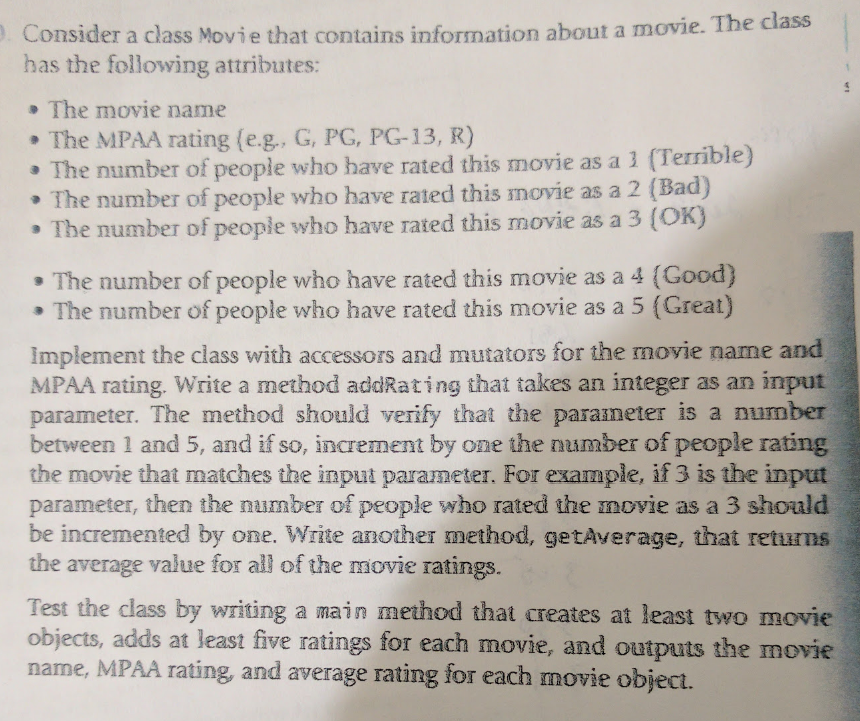 Solved Consider a class Movie that contains information | Chegg.com