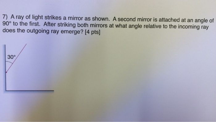 Solved A ray of light strikes a mirror as shown. A second | Chegg.com