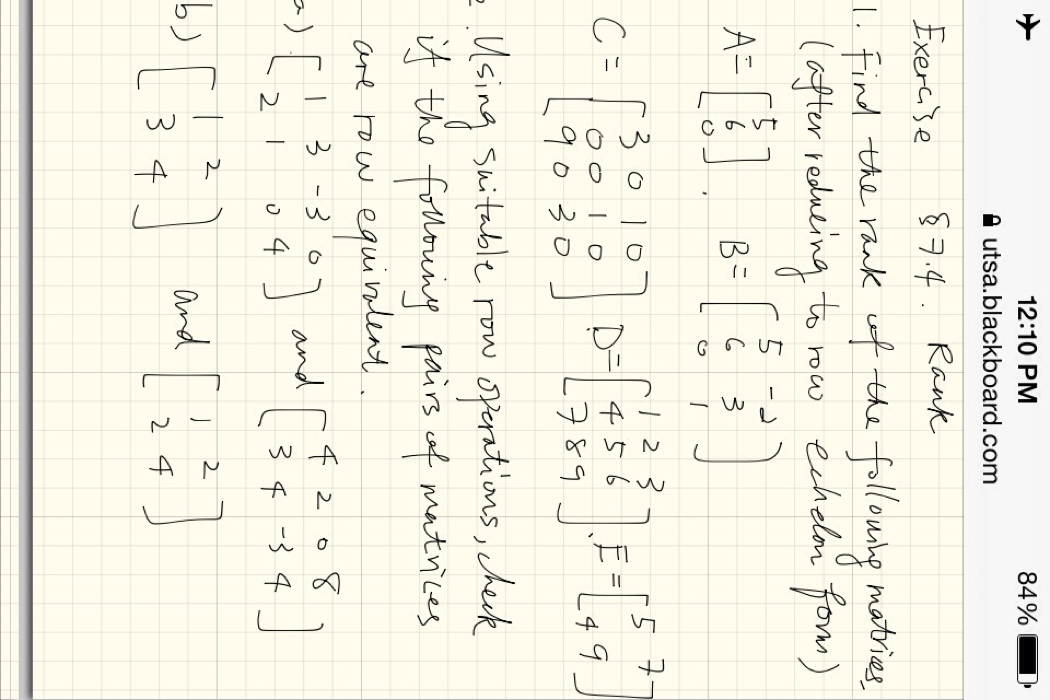 Solved Find the rank of the following matrices ( after | Chegg.com