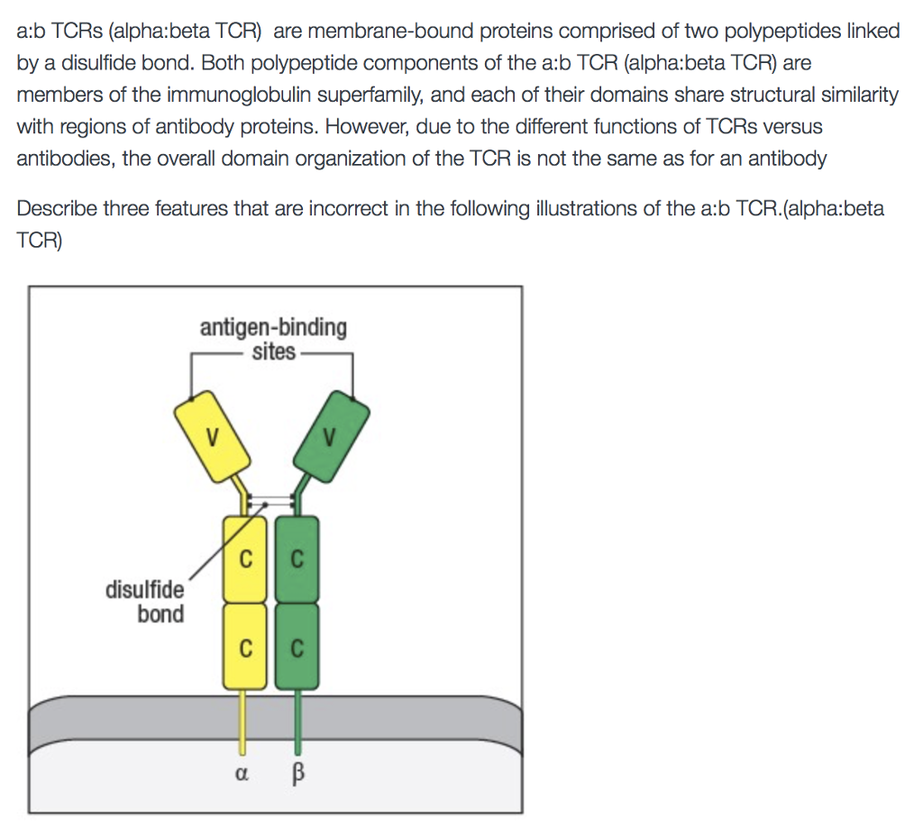 Solved a:b TCRs (alpha:beta TCR) are membrane-bound proteins | Chegg.com