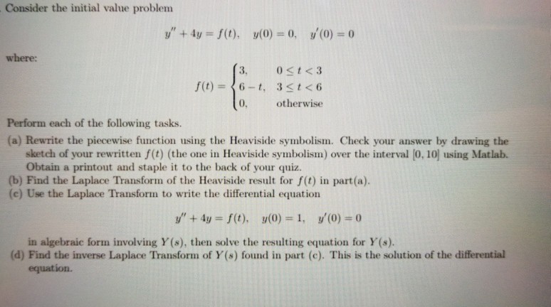 Solved Consider the initial value problem "Ay f(t), y(0)0, | Chegg.com