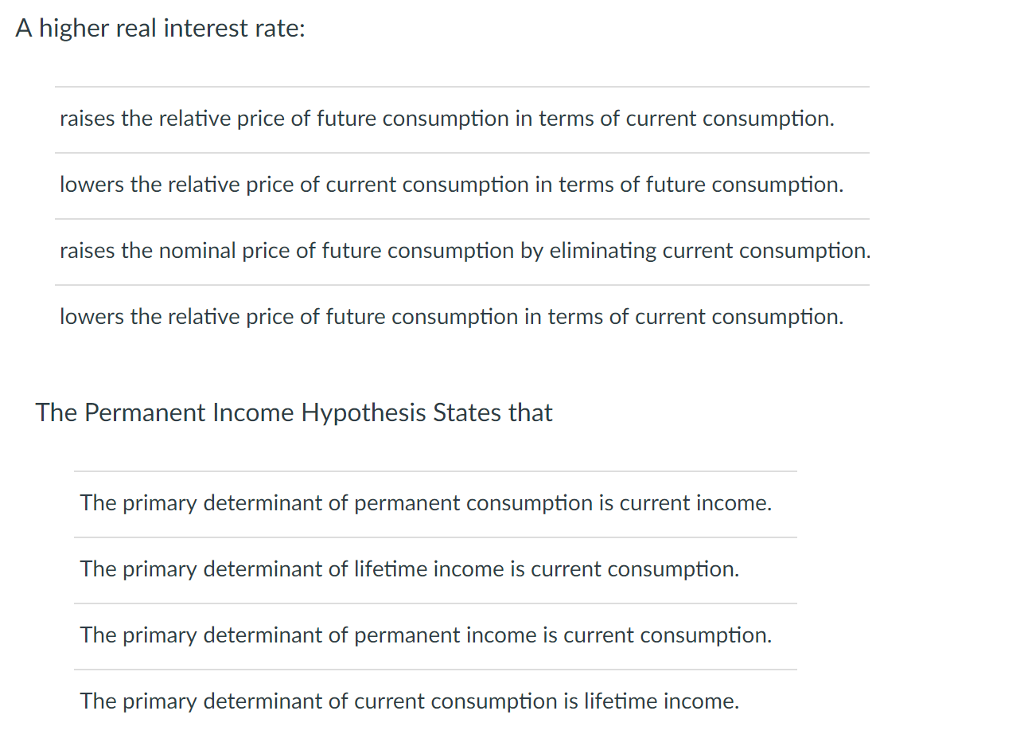 Solved A higher real interest rate raises the relative price | Chegg.com