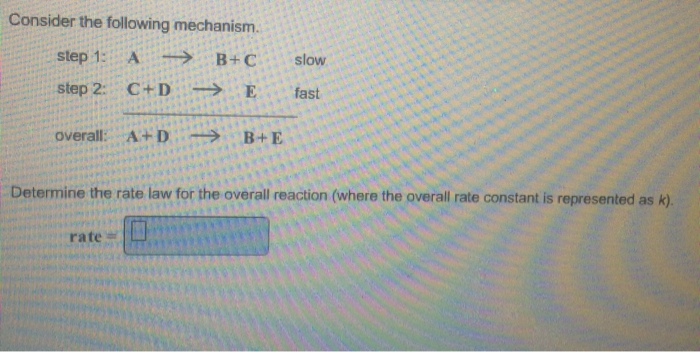 Solved Consider the following mechanism. Determine the rate | Chegg.com
