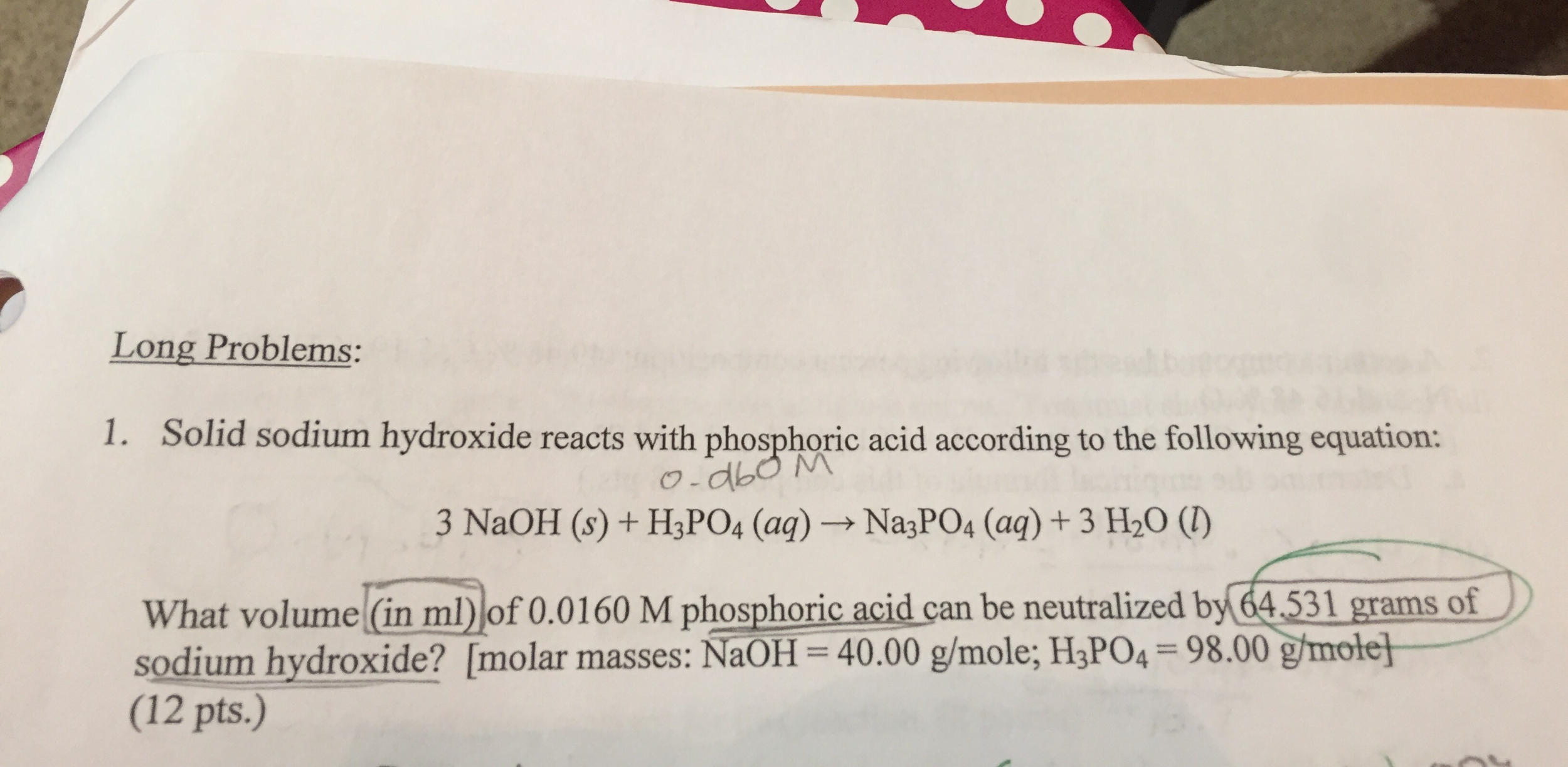 Solved Solid sodium hydroxide reacts with phosphoric acid | Chegg.com