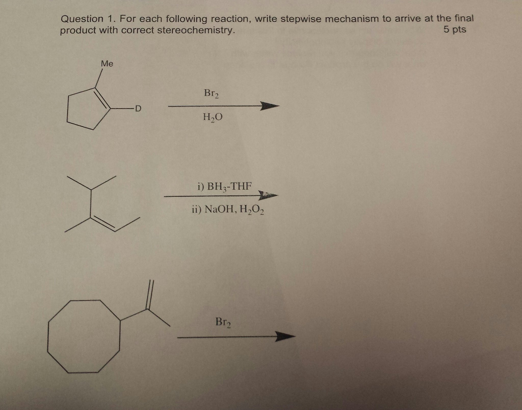 Solved Question 1. For each following reaction, write | Chegg.com