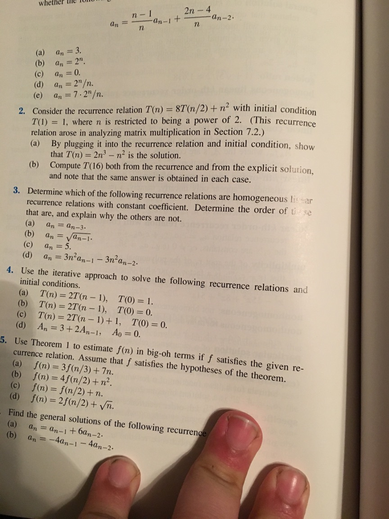 Solved Consider the recurrence relation T(n) = 8T(n/2) + n^2 | Chegg.com