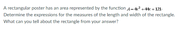 Solved A rectangular poster has an area represented by the | Chegg.com