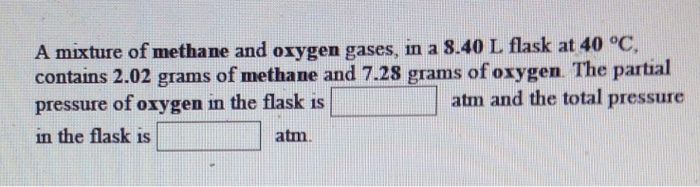 Solved A mixture of methane and oxygen gases, in a 8.40 L | Chegg.com
