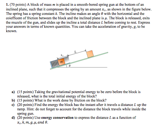 Solved 1.(70 points) A block of mass m is placed in a | Chegg.com