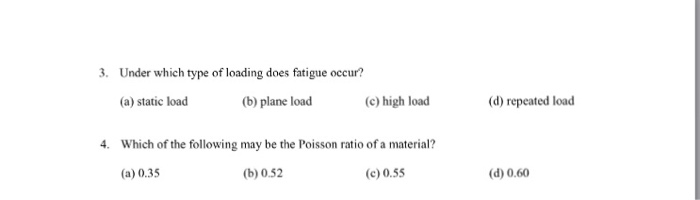 Solved Under which type of loading does fatigue occur? | Chegg.com