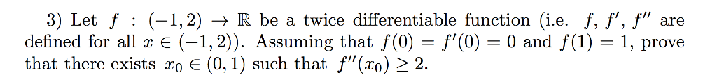 Let f: (-1, 2) rightarrow R be a twice differentiable | Chegg.com