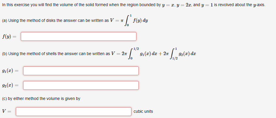 Solved In this exercise you will find the volume of the | Chegg.com