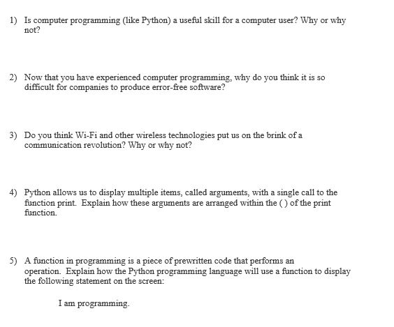 Solved Is Computer Programming Like Python A Useful Skill 2016