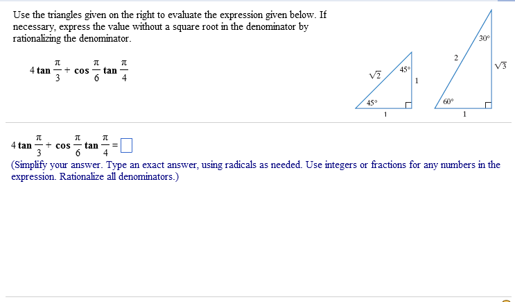 Solved Use the triangles given on the right to evaluate the | Chegg.com