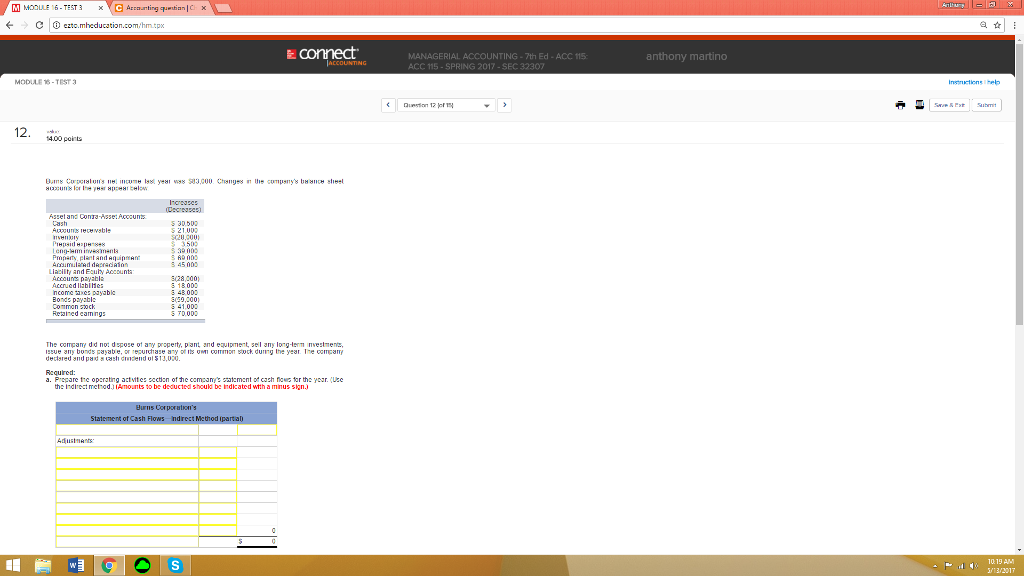 MODULE 16-TEST 3 12. 1400 points yea Equiv Account | Chegg.com