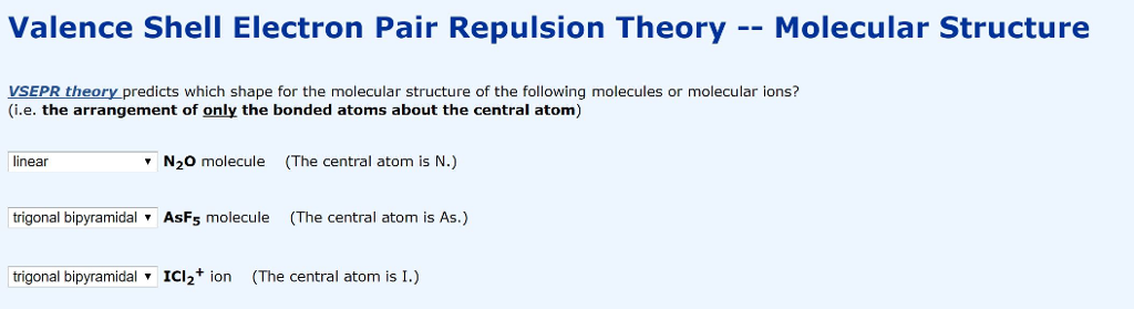 Solved Valence Shell Electron Pair Repulsion Theory | Chegg.com