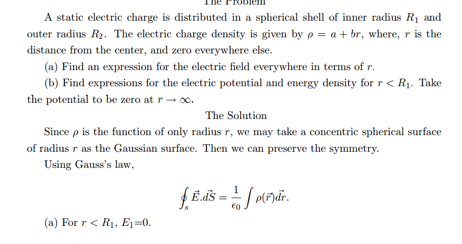 Solved A static electric charge is distributed in a | Chegg.com