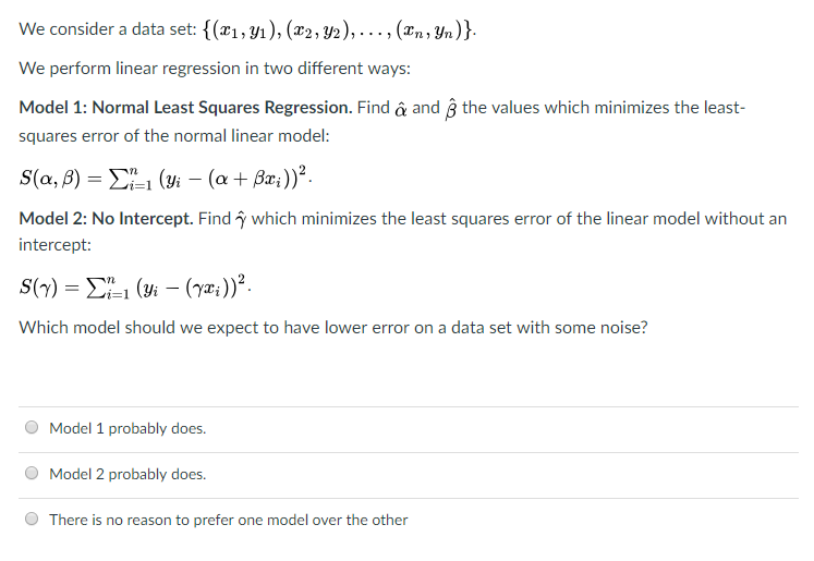 Solved We consider a data set {(z? , y? ), (T2 , ?? ), . . . | Chegg.com
