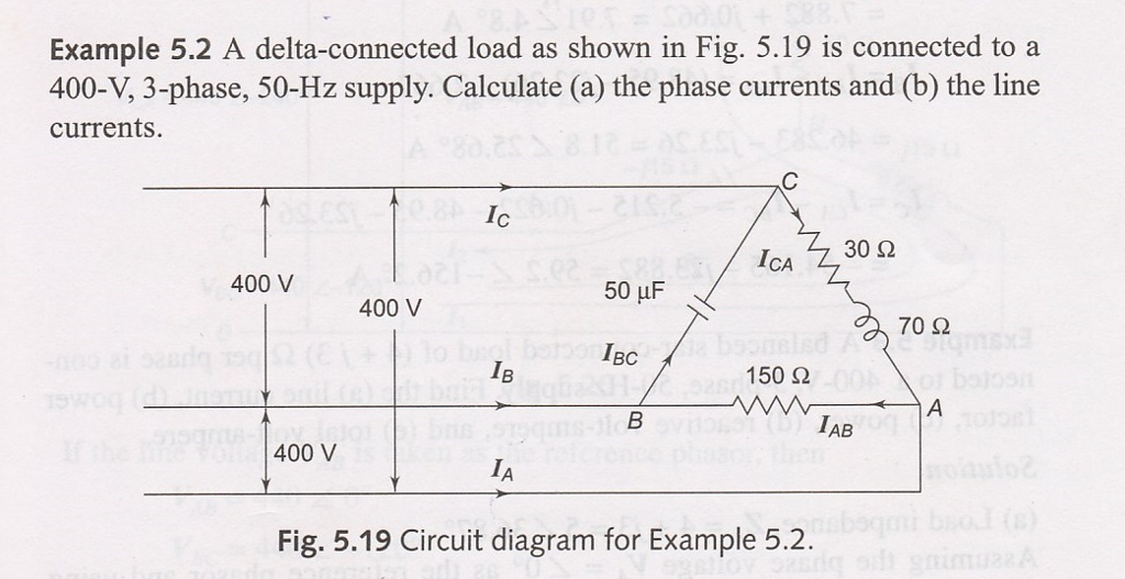 Solved Example 5.2 A delta-connected load as shown in Fig. | Chegg.com