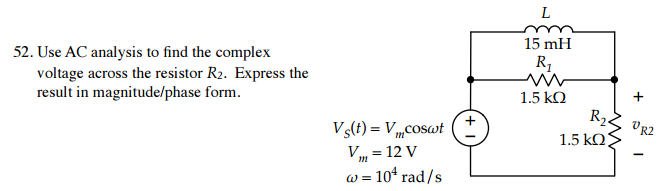 Solved Use AC analysis to find the complex voltage across | Chegg.com