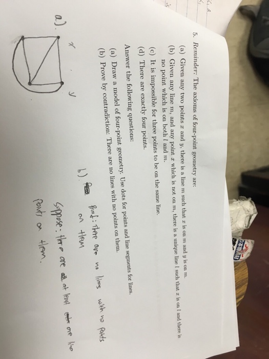 Solved The axioms of four-point geometry are: Given any two | Chegg.com