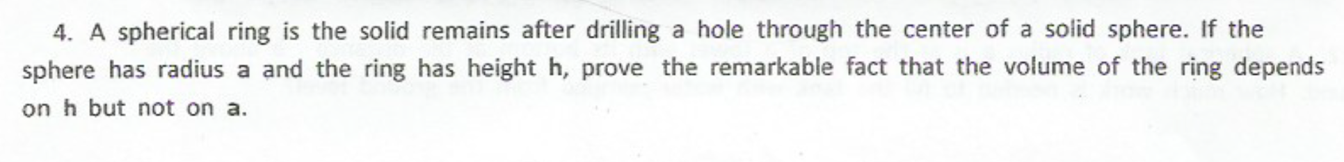 Solved A spherical ring is the solid remains after drilling | Chegg.com