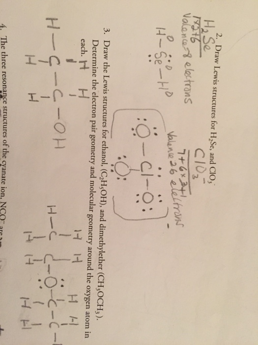 Solved 2. Draw Lewis structures for H,Se, and CIo H2 Se CIO | Chegg.com